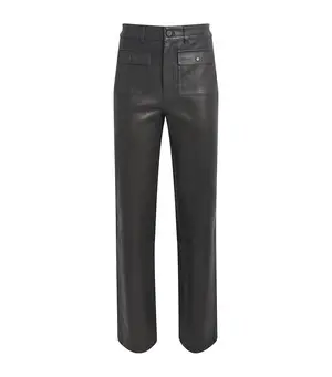 Paige Leather Stevie Straight Trousers