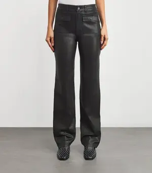 Paige Leather Stevie Straight Trousers