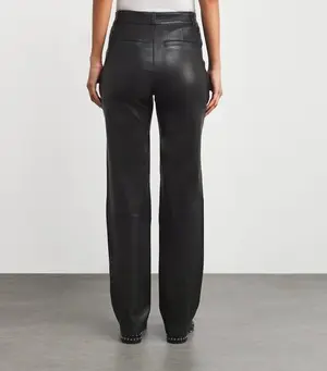 Paige Leather Stevie Straight Trousers