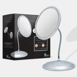 ZADRO Gooseneck Wall Mounted Makeup Mirror With 10x/5x - Silver