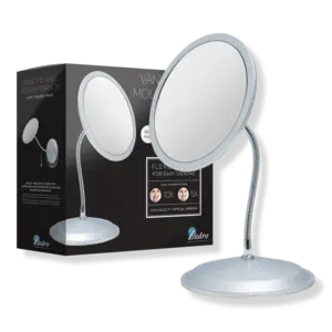 ZADRO Gooseneck Wall Mounted Makeup Mirror With 10x/5x - Silver