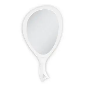 ZADRO Large Teardrop Handheld Mirror With Curved Handle - White