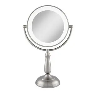 ZADRO Classic Lighted Makeup Mirror With 10x/1x, Touch Control - Satin Nickel