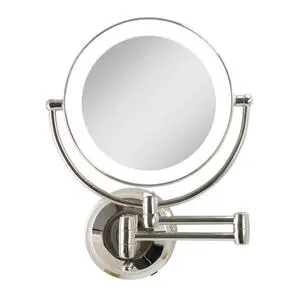 ZADRO Lighted Wall Mounted Makeup Mirror With 5x/1x Battery/cord - Polished Nickel