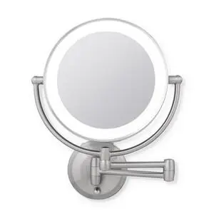 ZADRO Lighted Wall Mounted Makeup Mirror With 5x/1x Battery/cord - Satin Nickel