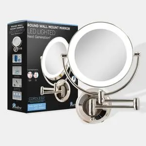 ZADRO Lighted Wall Mounted Makeup Mirror With 10x/1x Battery/cord - Polished Nickel