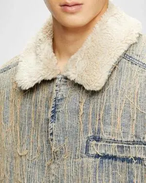 DIESEL® D-ivar-s Jacket With Furry Collar - Denim