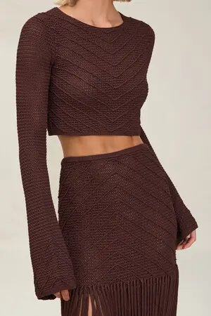 Devon Windsor Erin Knit Crop Top - Burgundy
