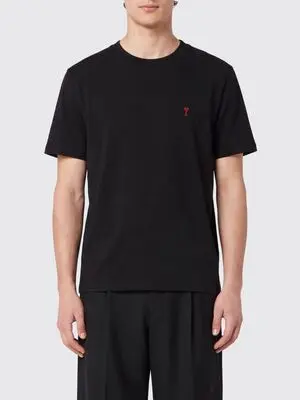 AMI Paris Long-sleeved Organic Cotton T-shirt With Embroidered Logo - Black