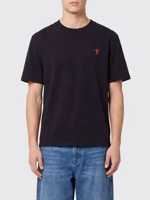 AMI Paris Long-sleeved Organic Cotton T-shirt With Embroidered Logo - Blue