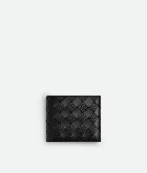 BOTTEGA  VENETA Intrecciato Bi-fold Wallet With Coin Purse - Black