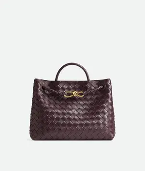 BOTTEGA  VENETA Intrecciato Leather Andiamo Top Handle Bag - Dark Barolo