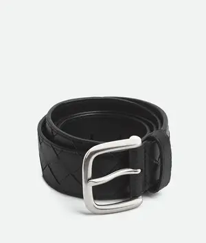 BOTTEGA  VENETA Bottega Veneta Intrecciato Leather Belt - Black