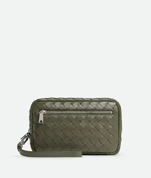 BOTTEGA  VENETA Intrecciato Small Pouch With Wristlet - Crocodile
