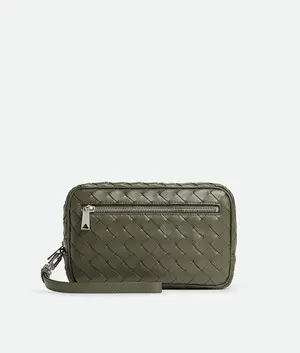 BOTTEGA  VENETA Intrecciato Small Pouch With Wristlet - Crocodile