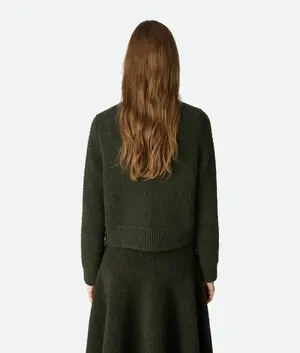 Bottega Veneta Wool Bouclé Cardigan - Dark Green