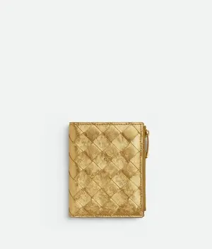 BOTTEGA  VENETA Intrecciato Small Bi-fold Wallet - Gold