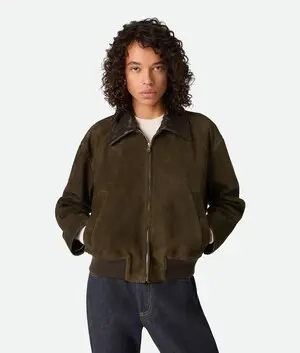 Bottega Veneta Suede Leather Blouson - Deep Moss