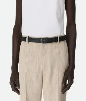 Bottega Veneta Intrecciato Calfskin Leather Belt - Black