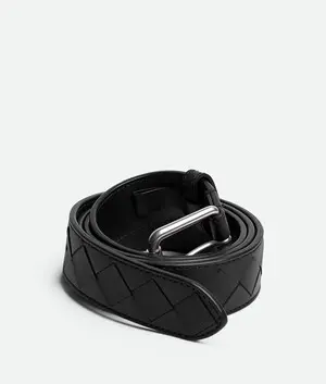 Bottega Veneta Intrecciato Calfskin Leather Belt - Black