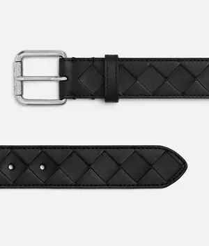 Bottega Veneta Intrecciato Calfskin Leather Belt - Black