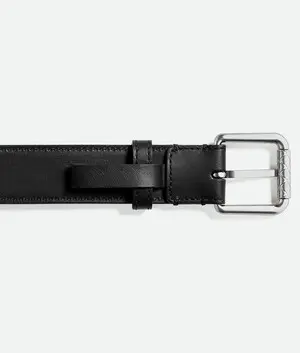 Bottega Veneta Intrecciato Calfskin Leather Belt - Black