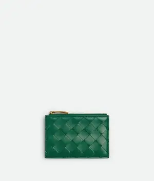 BOTTEGA  VENETA Intrecciato Zipped Card Case - Jungle