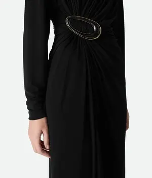 Bottega Veneta Crepe Viscose Jersey Midi Dress - Black