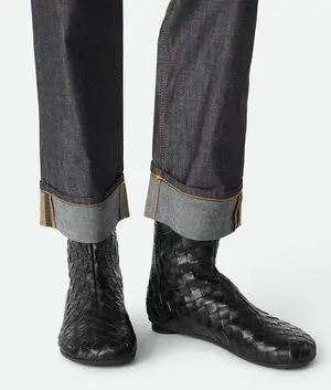 BOTTEGA  VENETA Intrecciato Leather Flat Boots