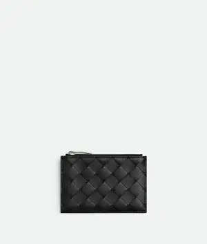 BOTTEGA  VENETA Intrecciato Zipped Card Case - Black