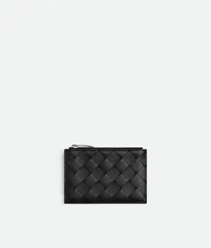 BOTTEGA  VENETA Intrecciato Zipped Card Case - Black