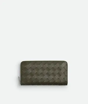 BOTTEGA  VENETA Intrecciato Zip Around Wallet - Crocodile