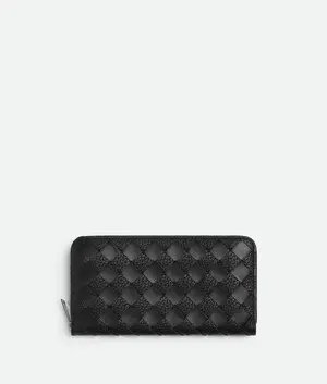 BOTTEGA  VENETA Intrecciato Zip Around Wallet - Black