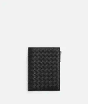 BOTTEGA  VENETA Intrecciato Piccolo Passport Case With Zip - Black