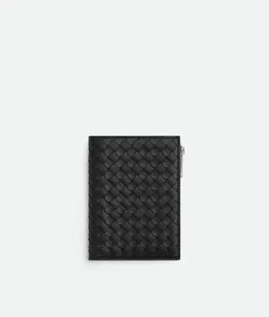 BOTTEGA  VENETA Intrecciato Piccolo Passport Case With Zip - Black