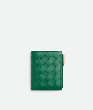 BOTTEGA  VENETA Intrecciato Small Bi-fold Wallet - Jungle