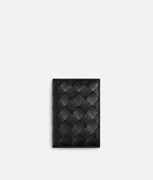 BOTTEGA  VENETA Intrecciato Flap Card Case - Black