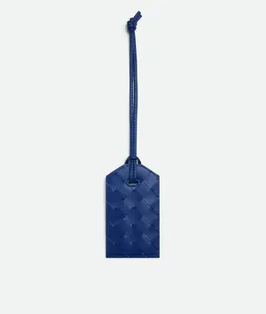 BOTTEGA  VENETA Intrecciato Leather Tag Holder - Blue Royal