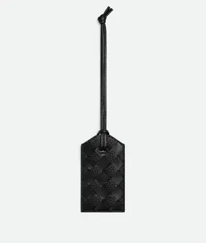 BOTTEGA  VENETA Intrecciato Calfskin Leather Tag Holder - Black