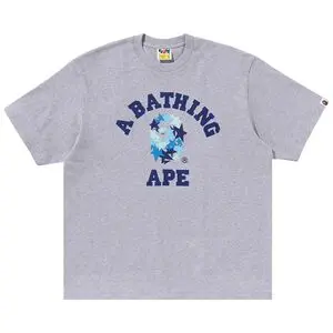 A BATHING APE Sta College Relaxed Fit Tee - Grey