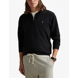 Polo Ralph Lauren Brand-embroidered Half-zip Cotton-blend Sweatshirt - Black
