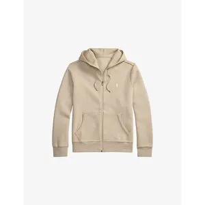 Polo Ralph Lauren Brand-embroidered Cotton-blend Zip-up Hoodie - Beige