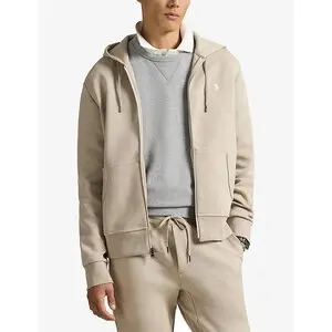 Polo Ralph Lauren Brand-embroidered Cotton-blend Zip-up Hoodie - Beige
