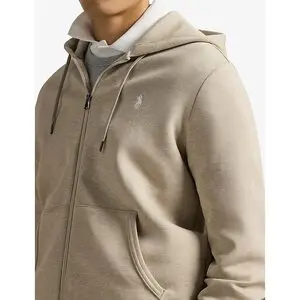 Polo Ralph Lauren Brand-embroidered Cotton-blend Zip-up Hoodie - Beige