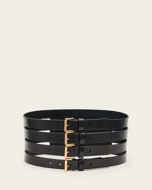 ALLSAINTS New Luna Metallic Leather Silver Western Skinny Womens Belt SZ XL ALLSAINTS New Luna Metallic Leather Silver Western Skinny  main image 3