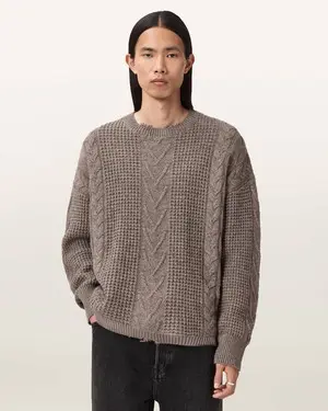 ALLSAINTS Tenter Oversized Wool Sweater - Brown