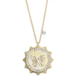 Meira T Butterfly Sunburst Pendant Necklace - Yellow
