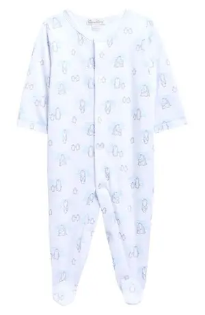 KISSY KISSY Printed Pima Cotton Footie - Light Blue