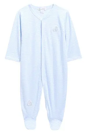 KISSY KISSY Print Pima Cotton Footie - Light Blue