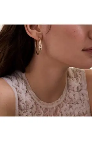 John Hardy Spear Hoop Earrings With Diamonds - Gold